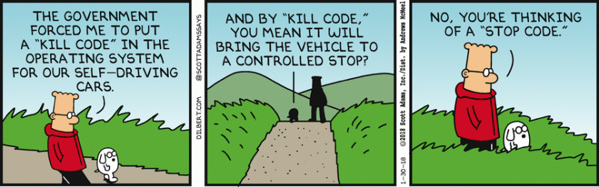 Dilbert: Kill Code In Autonomous Car – Thomas J. Ackermann